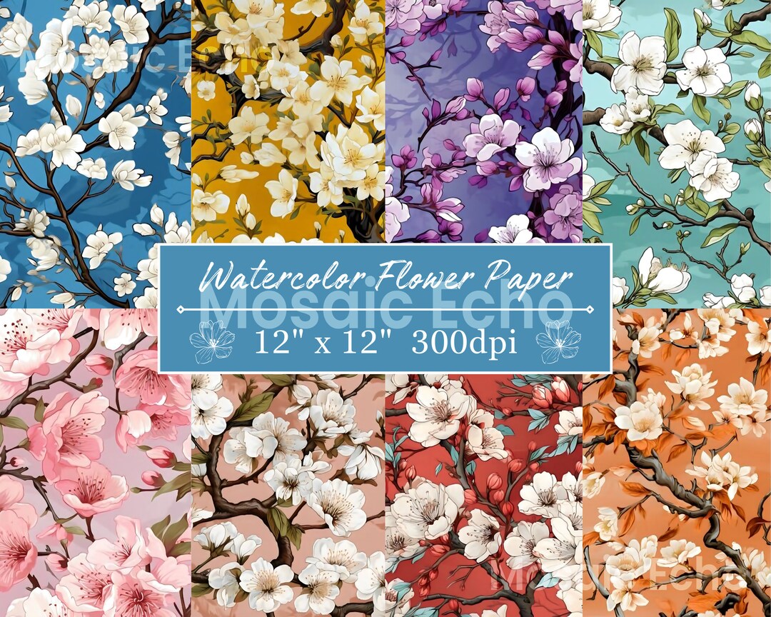 Watercolour Almond Blossoms Seamless Art | Van Gogh Inspired | Digital ...