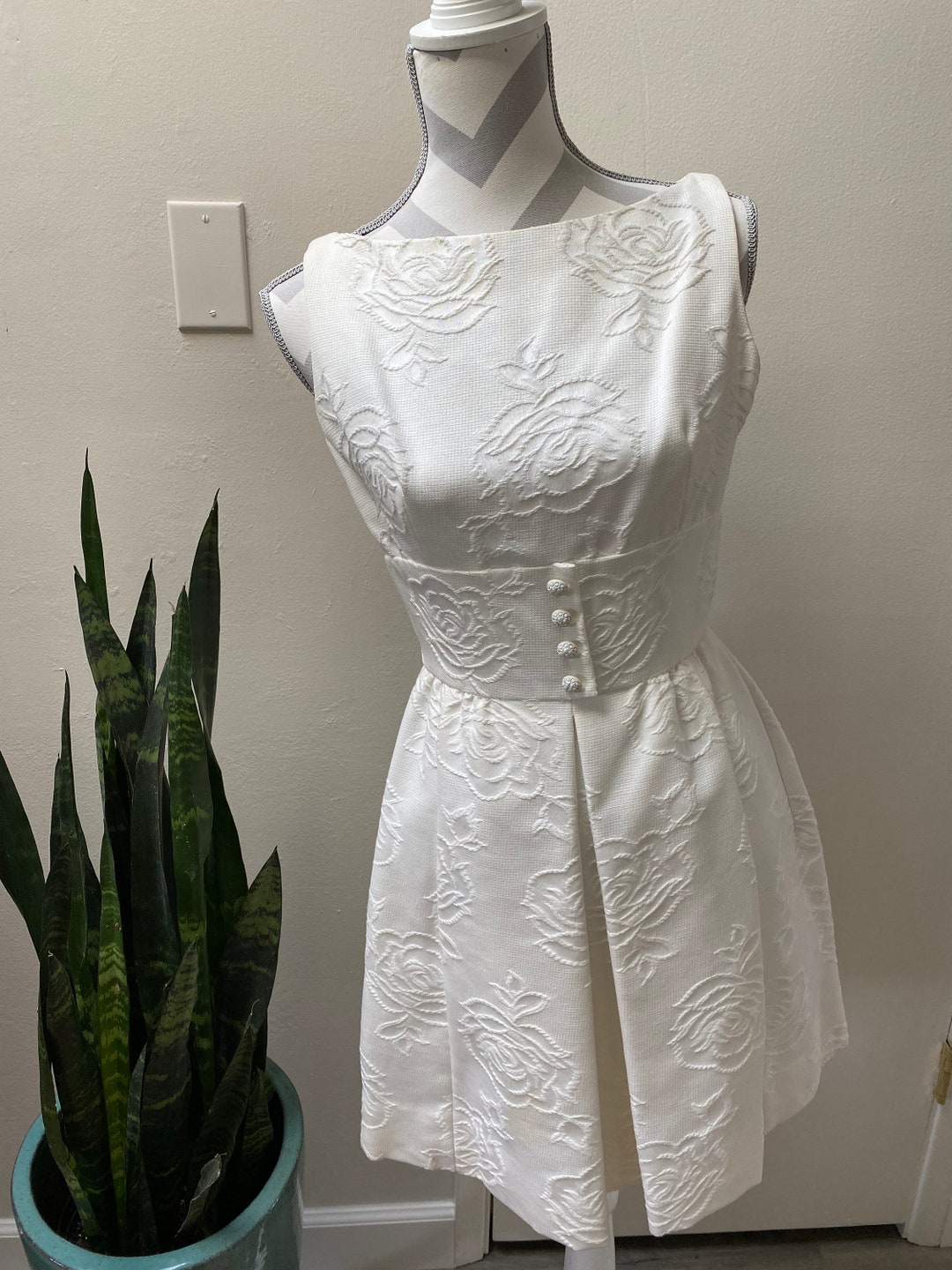 Vintage 1950’s 1960’s White Sandra Sage Dress and Coat Set - Rhinestone ...