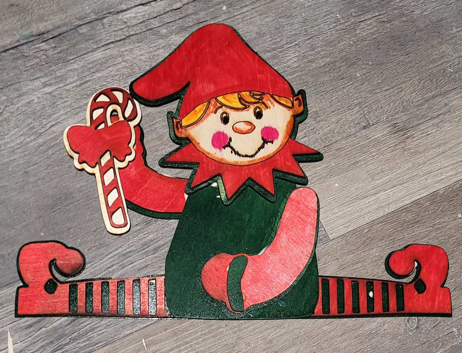 Bundle Two Elfs One Sitting One Standing and the Candy Box SVG Laser ...