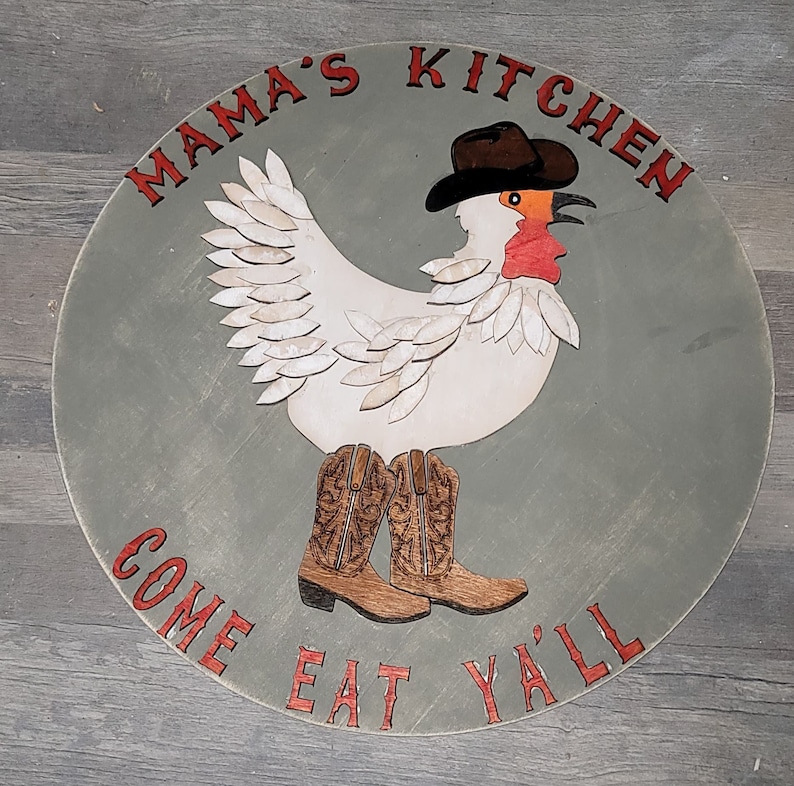 Svg Laser Cut File Country Chicken Mamas Kitchen Come Eat Ya'll Sign - Etsy