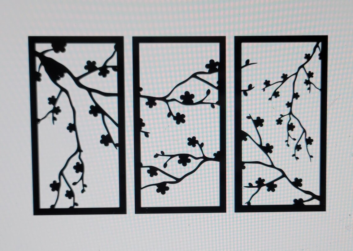 Svg Laser Cut File 3 Panel Cherry Blossom - Etsy