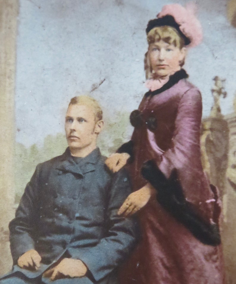Original 1950's Hand Tinted 1880's Couple Studio | Etsy