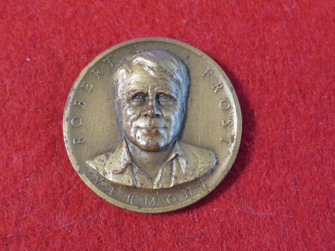 Vintage 1980's Robert Frost Vermont Souvenir Commemorative Bronze ...
