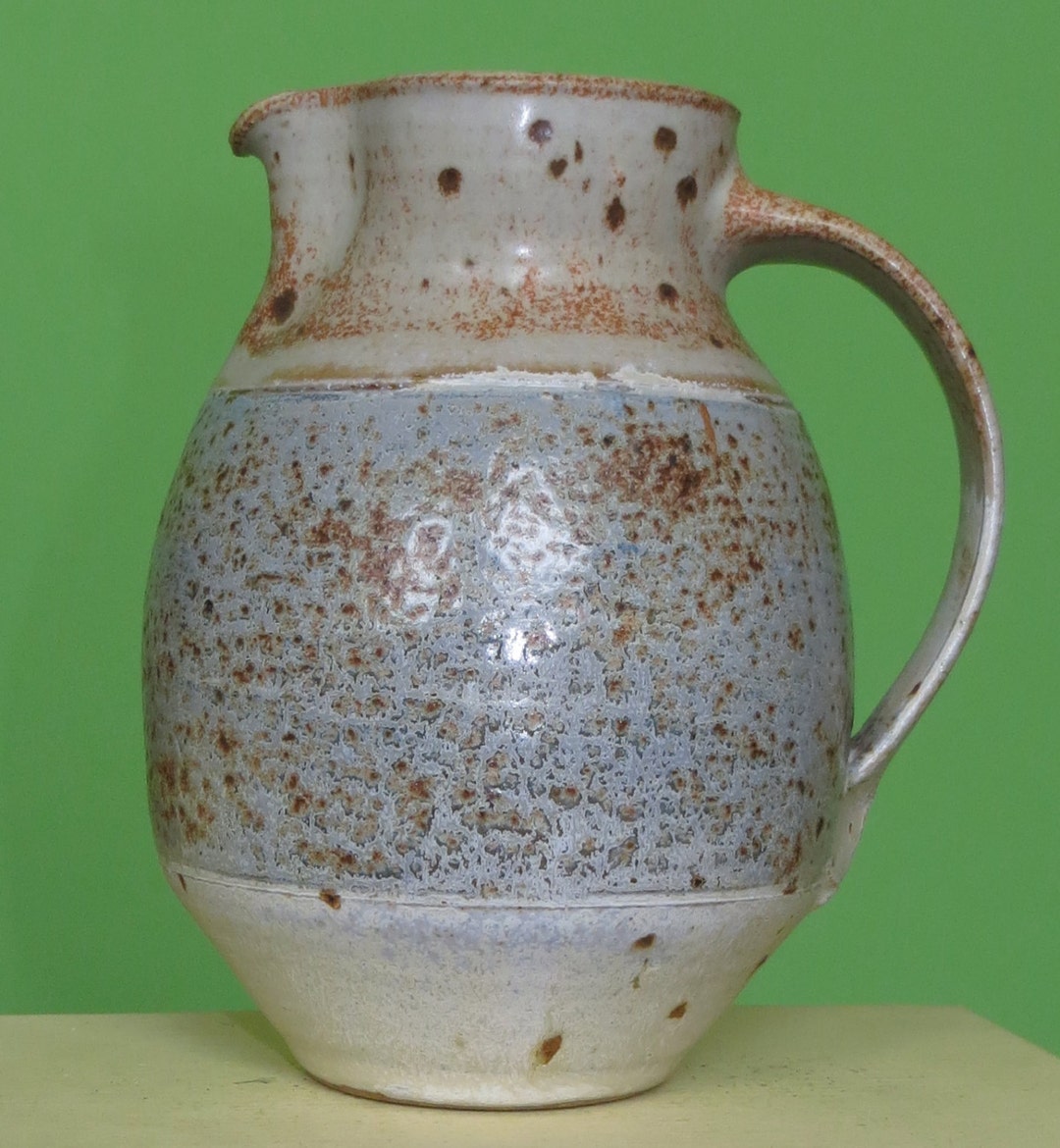 1950s Mid Century Studio Art Pottery Pitcher: Cecil Strawn Spatter Blue ...