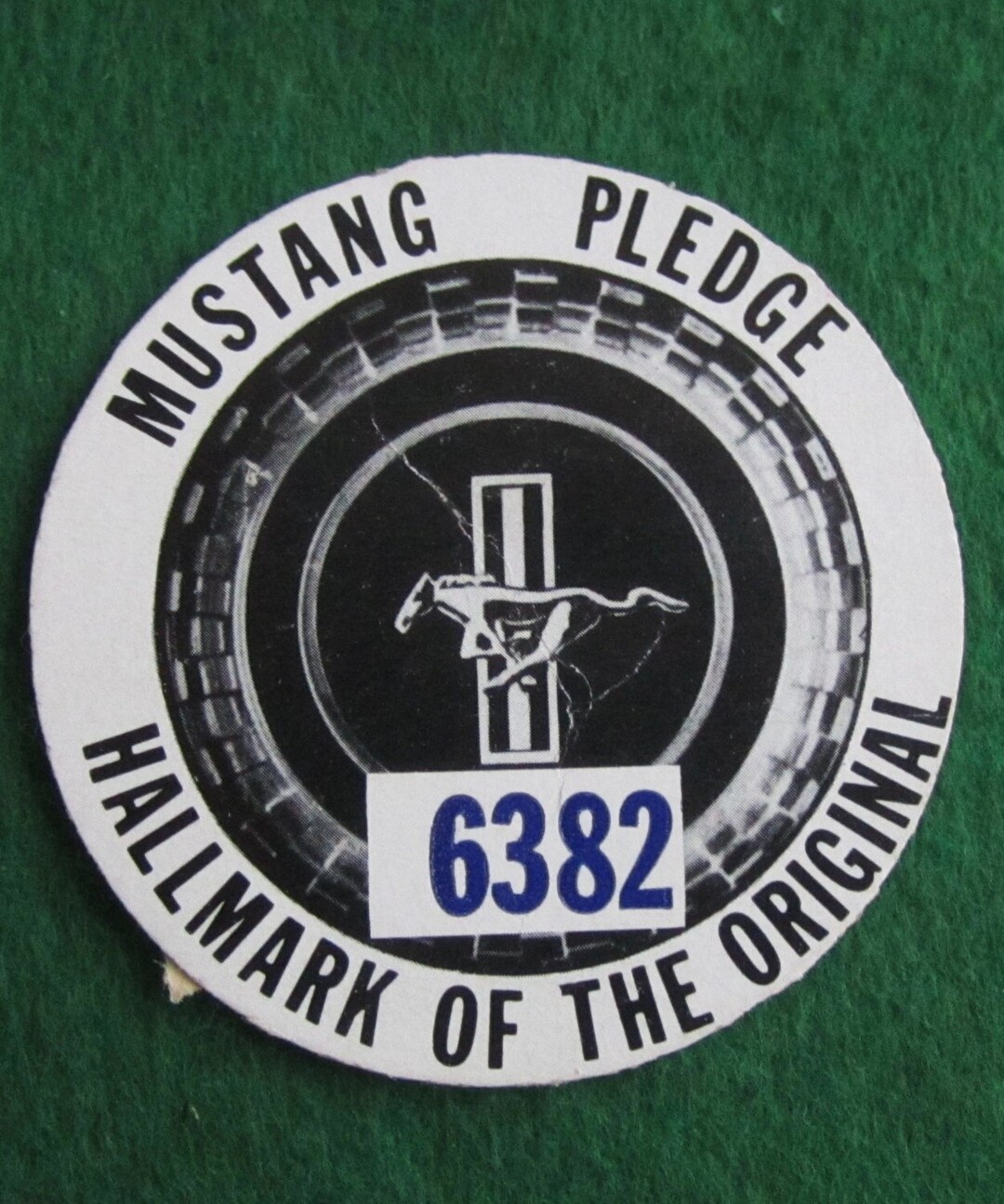 Vintage 1960s Ford Mustang Car Pledge Paper Badge Pin Club Running ...