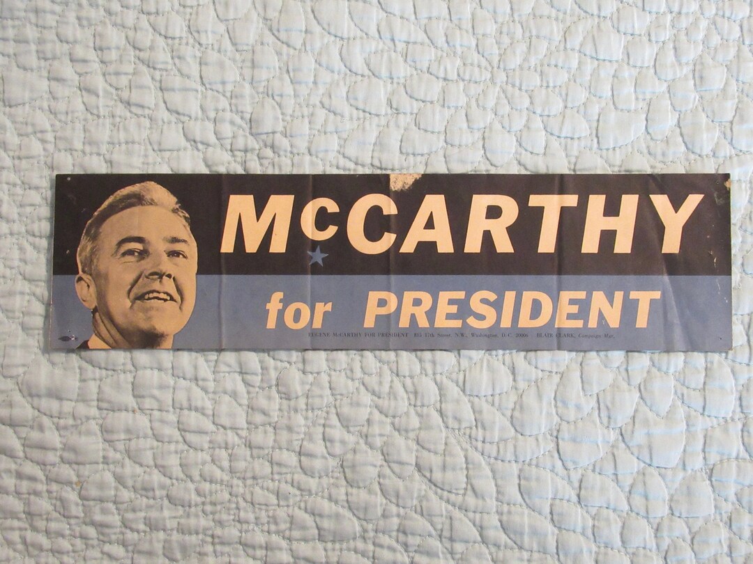 Original 1968 Eugene Mccarthy for President Campaign Bumper Sticker - Etsy