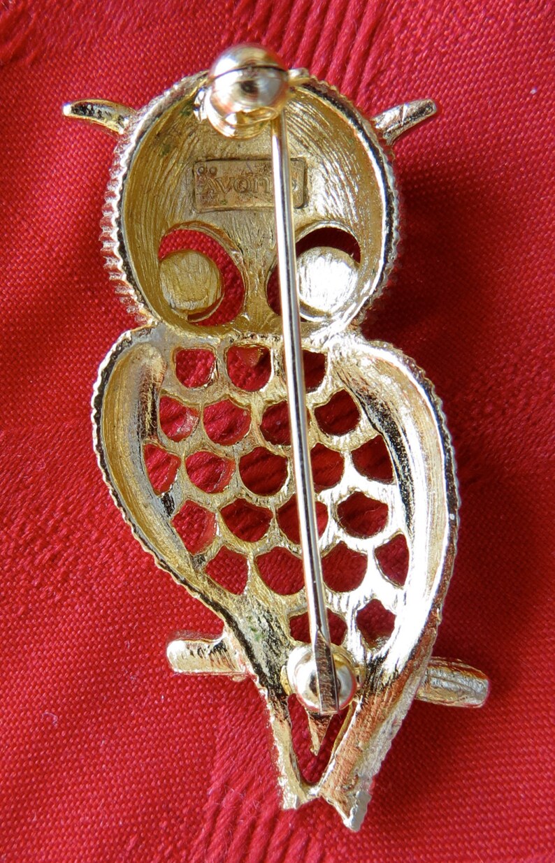 Vintage Avon Red Eyed Owl Gold Tone Brooch Pin Signed Free - Etsy