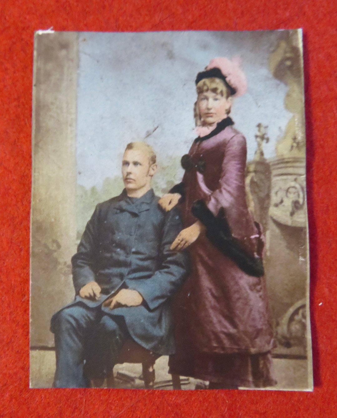 Original 1950's Hand Tinted 1880's Couple Studio Photo/photograph - Etsy