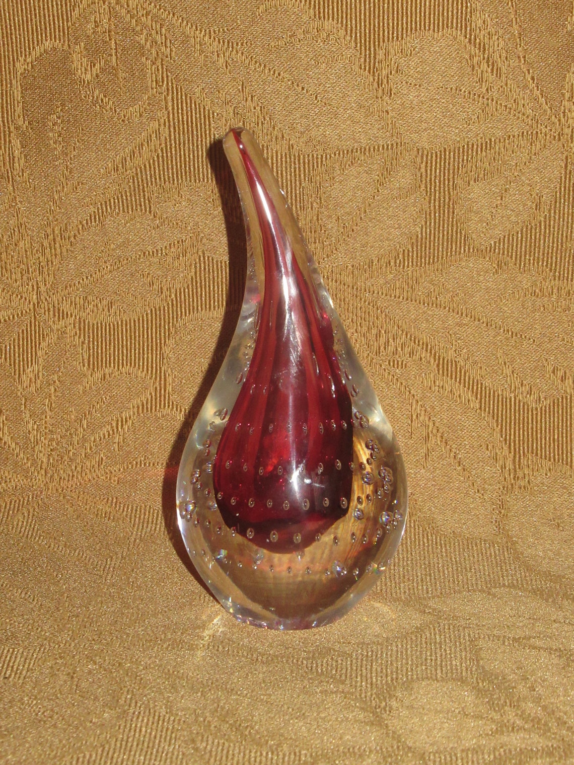 1980s Adam Jablonski Polish Art Glass Paperweight - Bubbled Flame ...