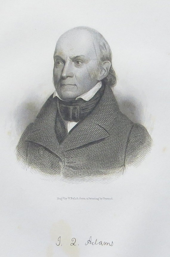 Original 19th Century Engraving President John Quincy Adams by | Etsy
