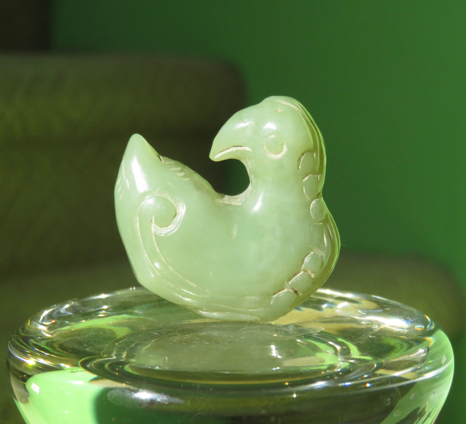 Hand Carved Green Jade Bird Duck Figurine Pendant - Etsy