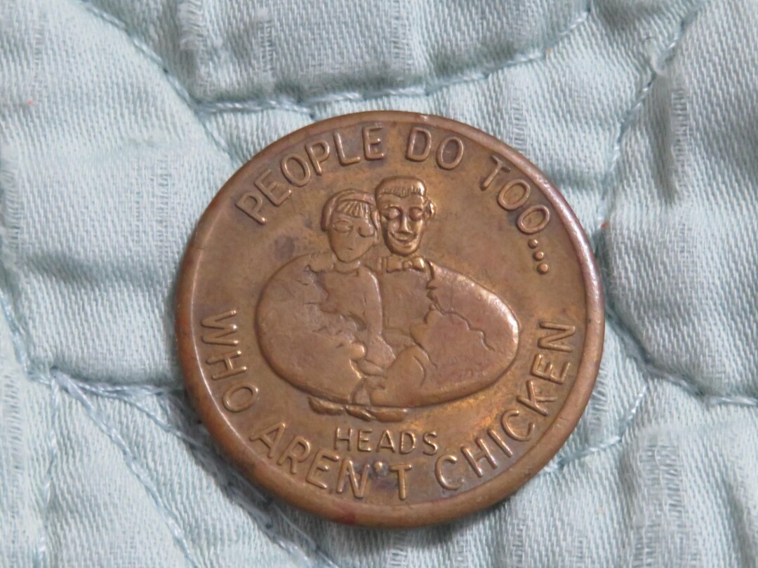 Vintage 1950s Comic Flip Coin Token: Chickens Get Laid - Etsy