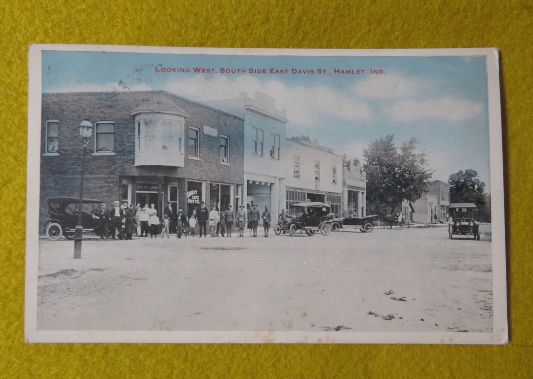 Original 1917 East Davis Street Hamlet Indiana Hand Tinted Photo ...
