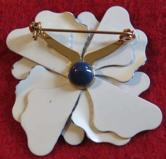 Mid Century 1970's Enamel Floral Flower Brooch Pin - … - Gem
