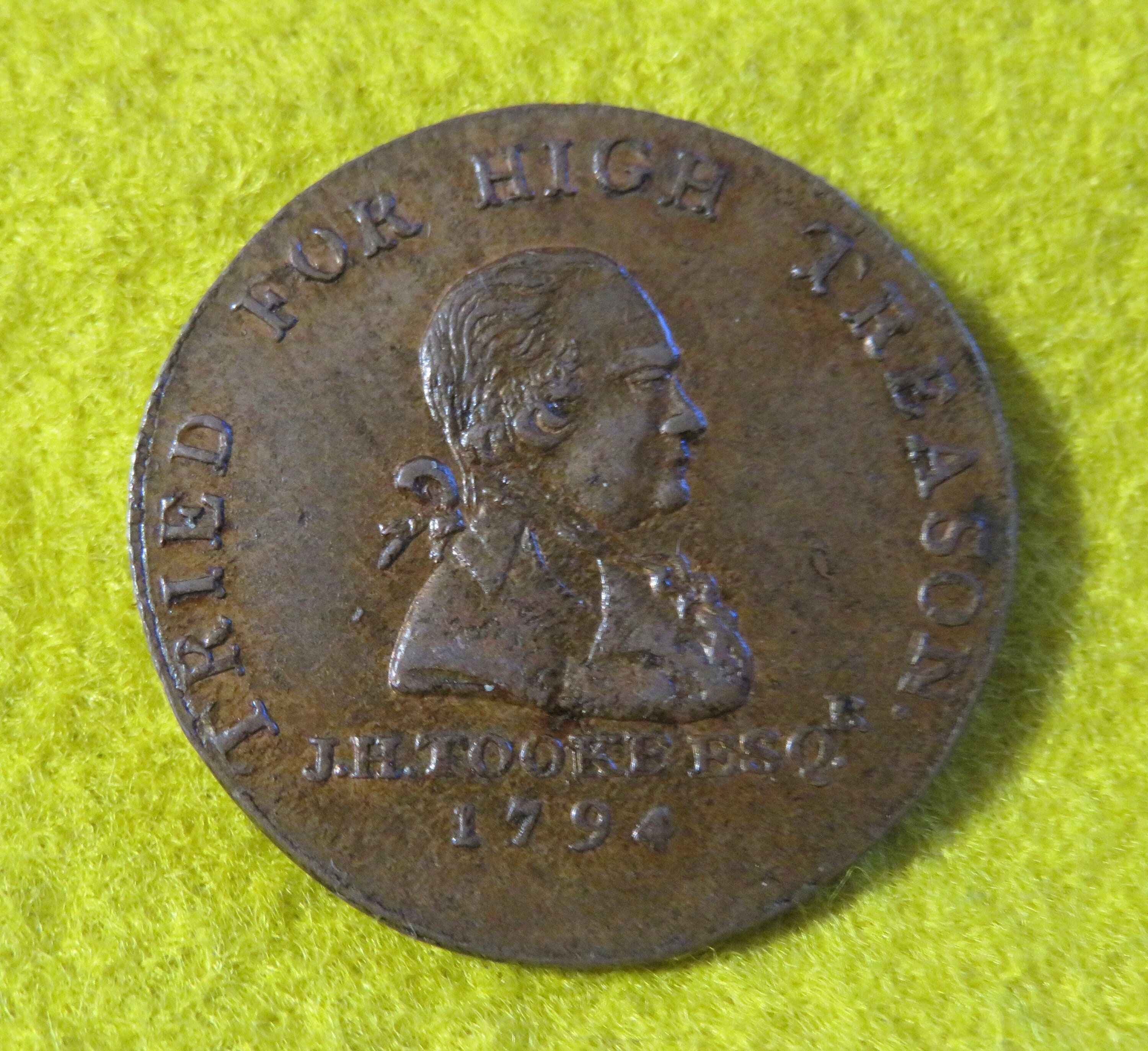 1794 Middlesex John Horne Tooke Tried for Treason Half Penny Token - Etsy