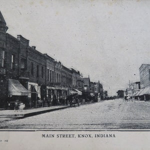 Original 1912 Main Street Knox Indiana Business District Photo Postcard ...