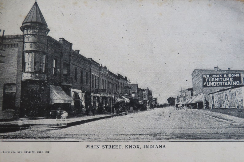 Original 1912 Main Street Knox Indiana Business District Photo | Etsy
