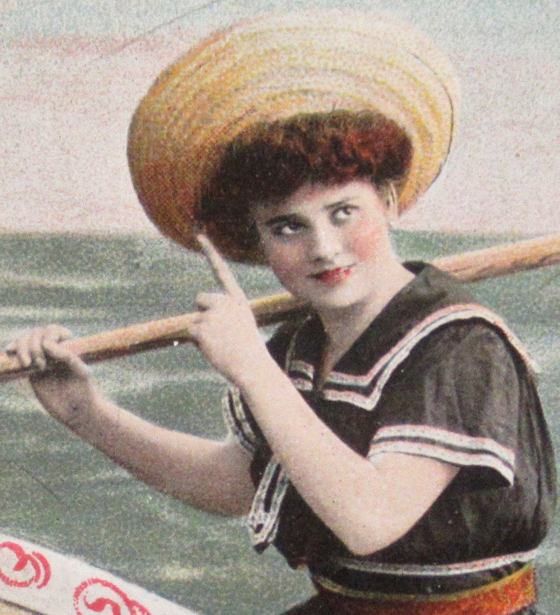 Original 1900's Pretty Young Sailor Girl in Rowboat Color Postcard - Etsy