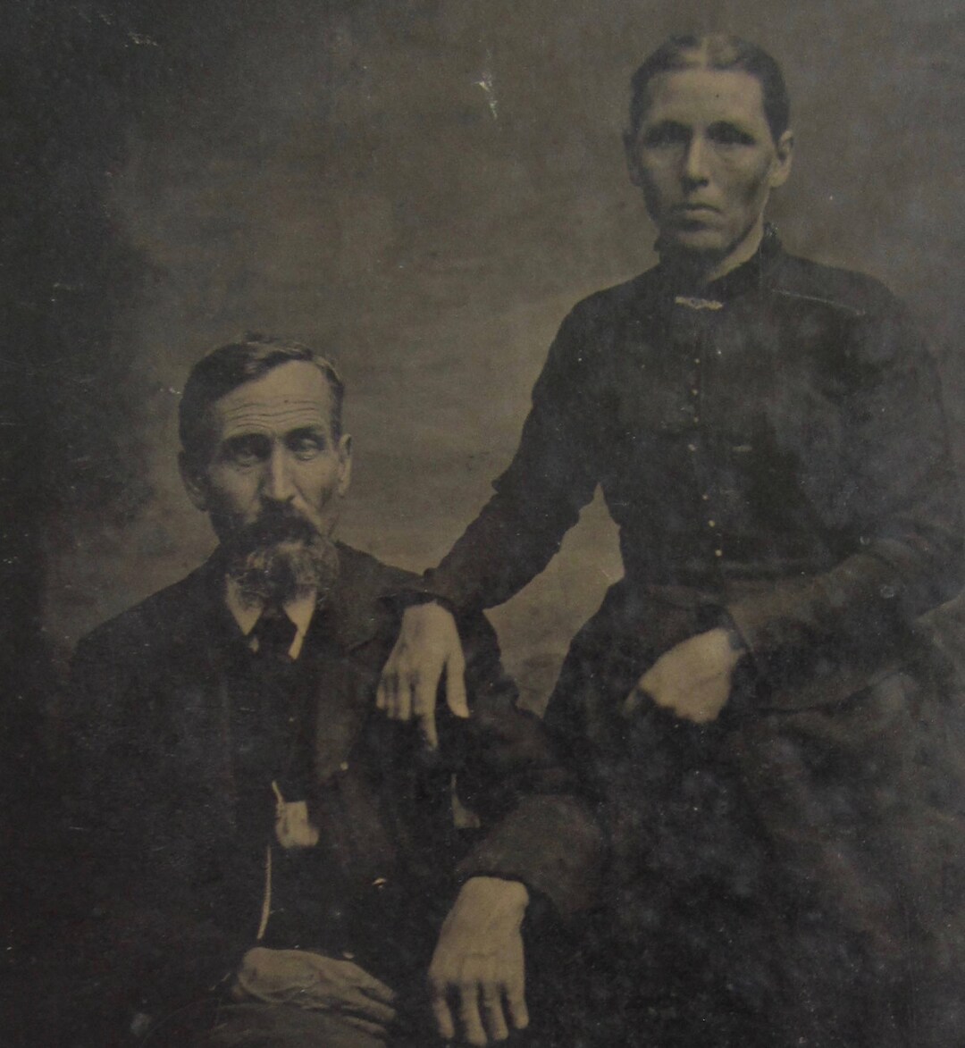Life Took Its Toll - Original 1880's Worn Out Couple Tintype Photograph ...