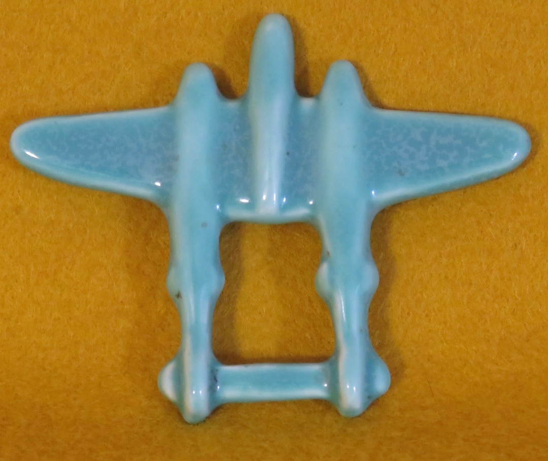 Vintage 1940's World War II Era Ceramic Airplane Aviation Style Teal ...