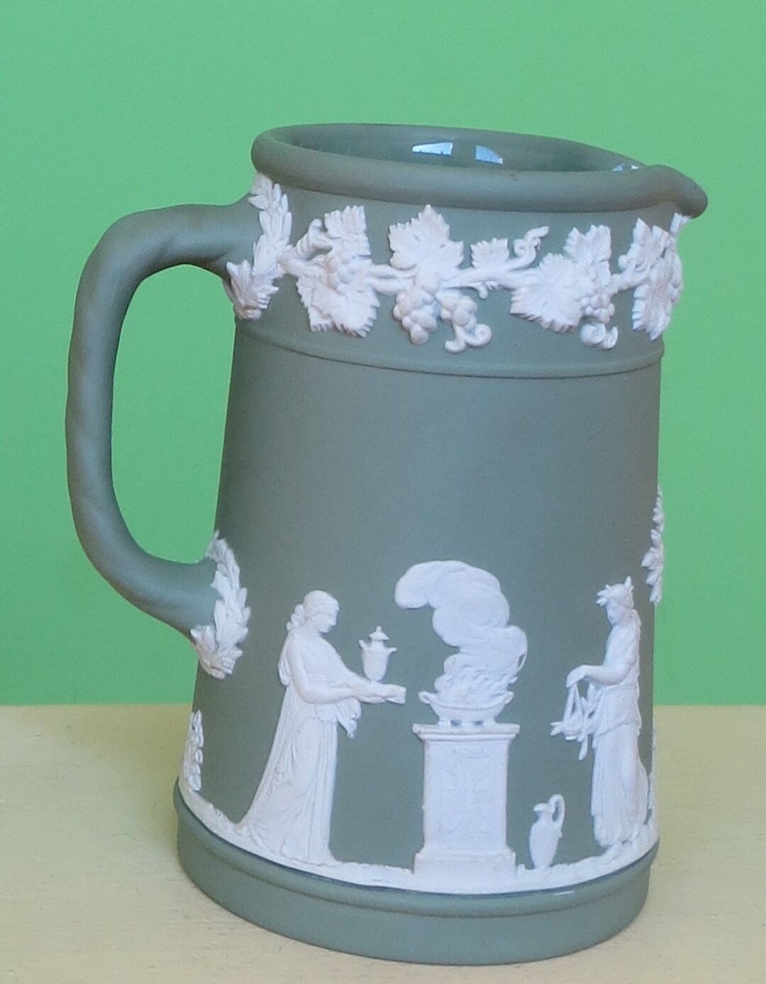 Vintage Wedgwood Olive Green Pitcher: Roman Maidens Pottery (4 1/2") - Etsy