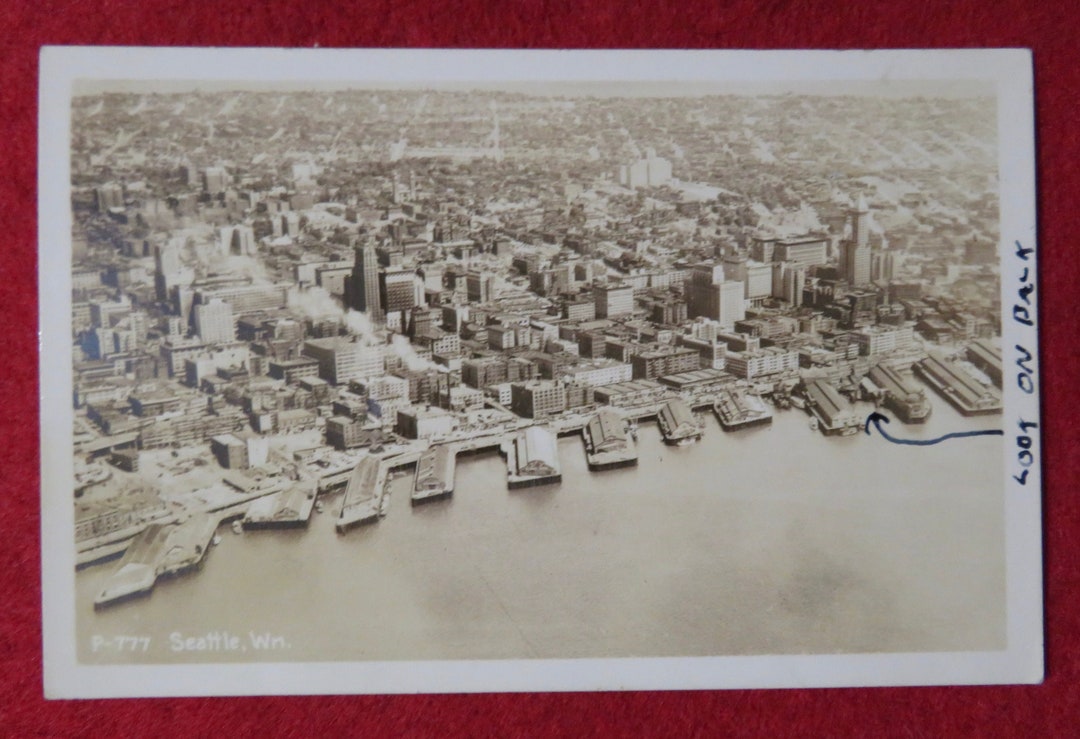 Awesome 1950's Aerial View Seattle Washington City View RPPC Real Photo ...