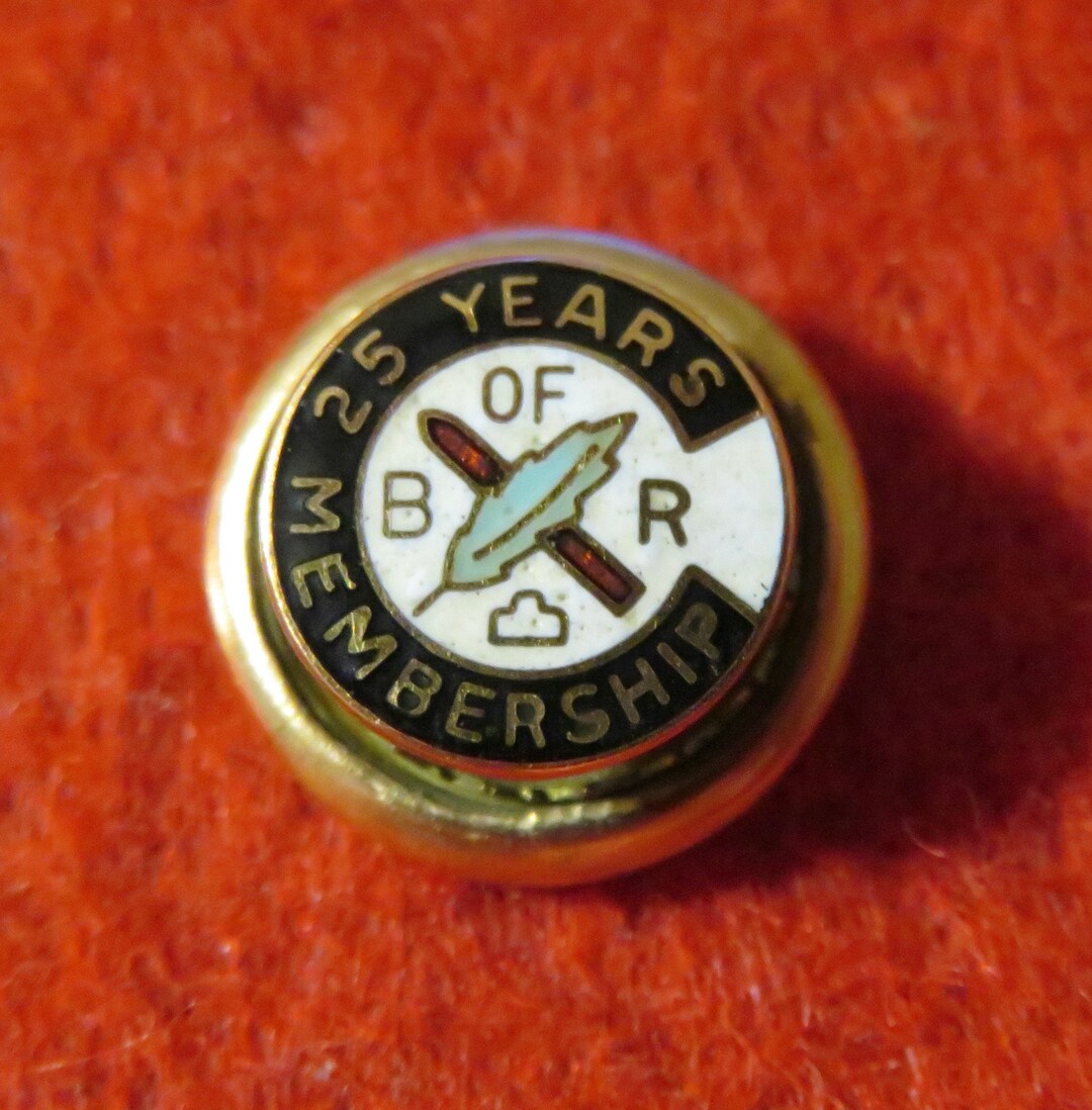 Original 1950's B of R Brotherhood of Railroadmen 25 Year 10 Kt Yellow ...