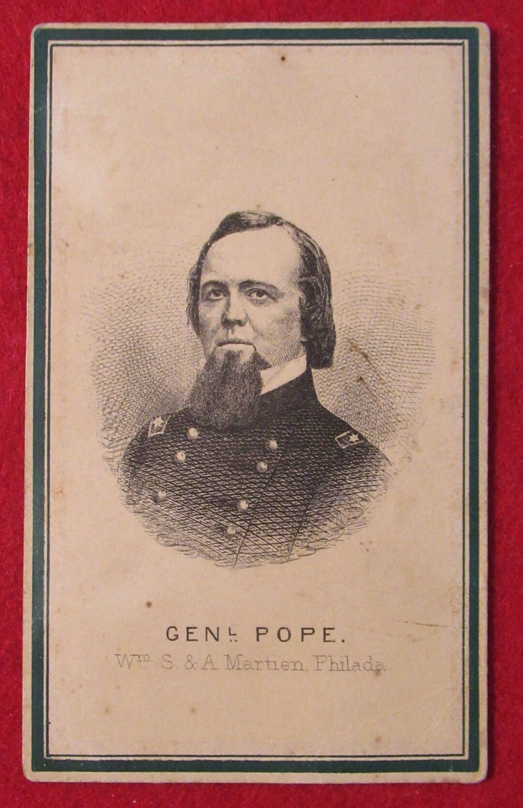 1860s Civil War General John Pope CDV Engraving: Philadelphia Souvenir ...