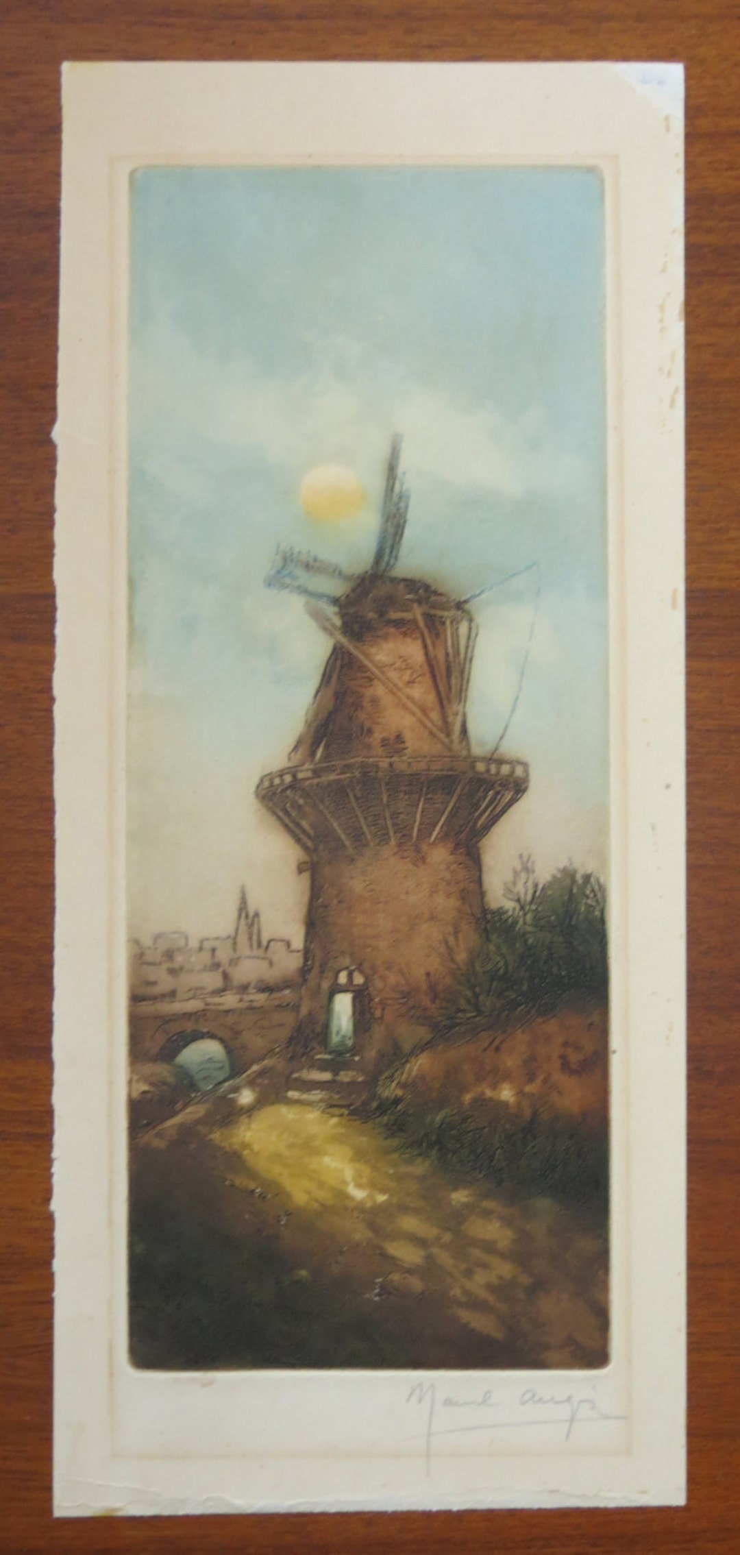 Marcel Augis 19th Century Aquatint Etching Old Mill Artist Proof ...