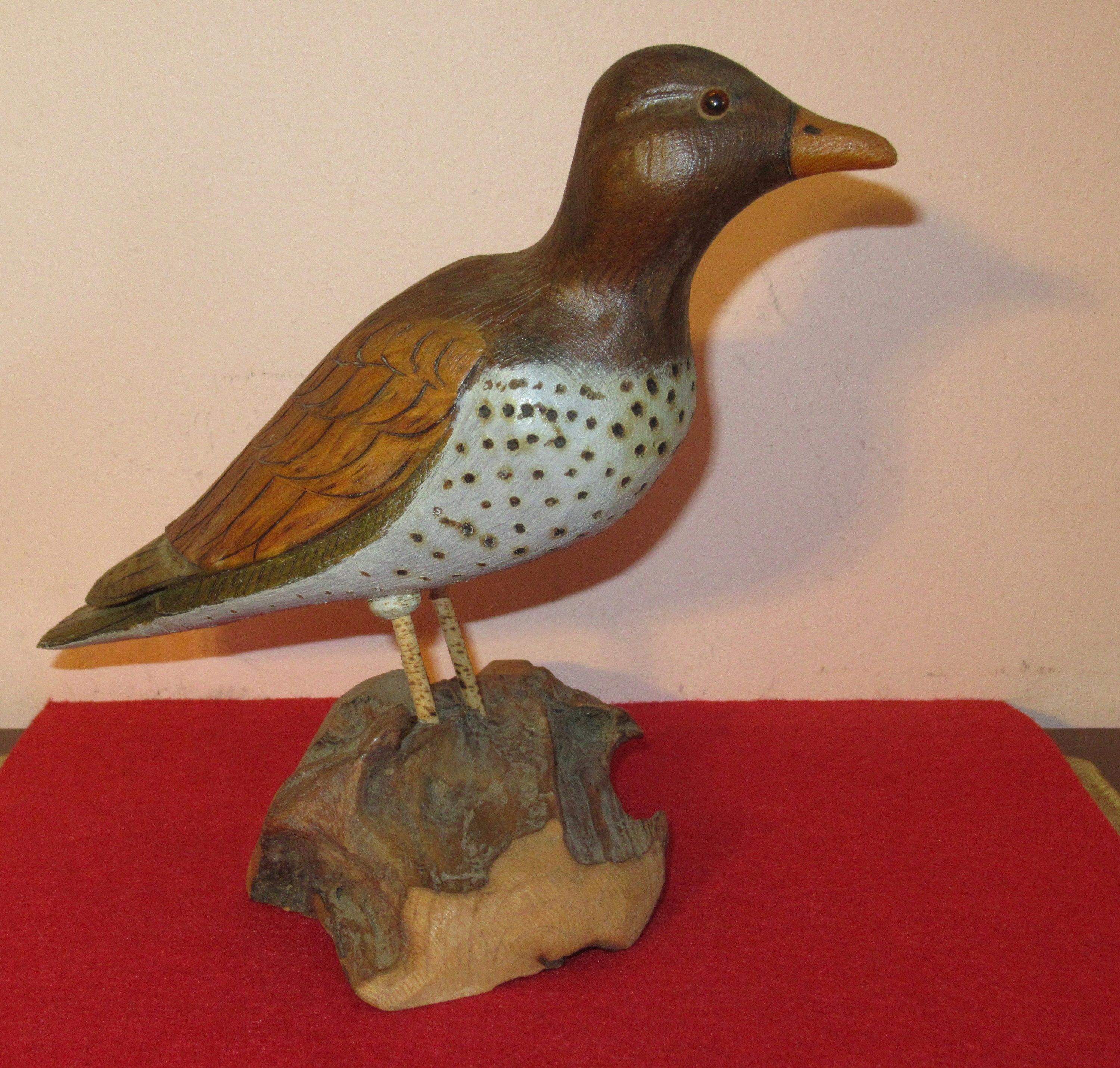 Vintage 1970's Spotted Sandpiper Hand Carved Wood | Etsy
