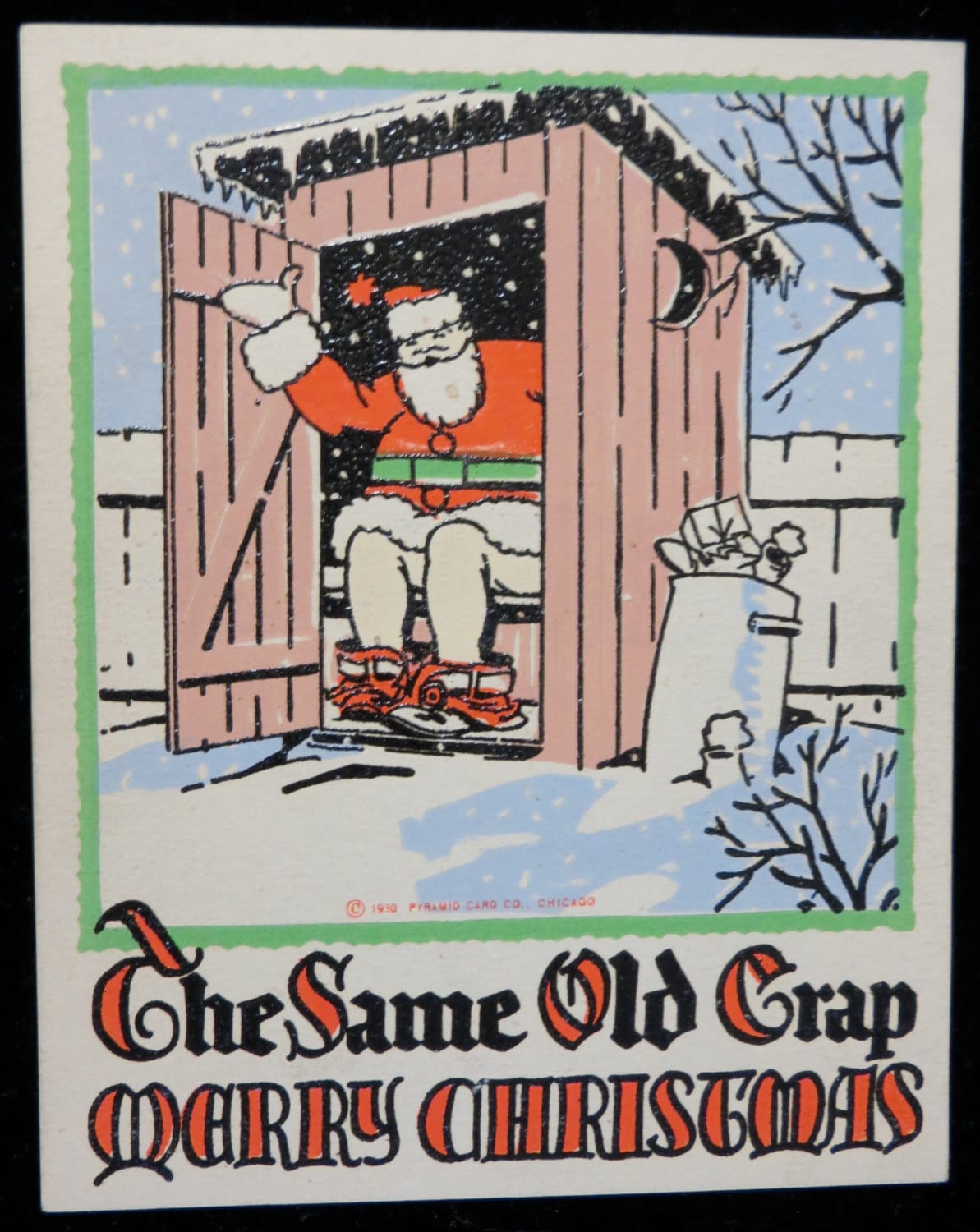Silly 1930 Same Old Crap Christmas Card - Santa in the Out House - Etsy