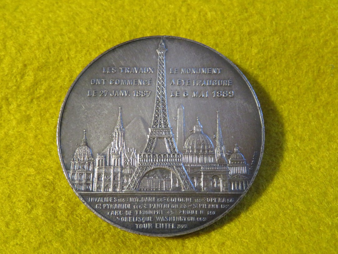 Original 1889 French Eiffel Tower Commemorative Souvenir Medal Token ...