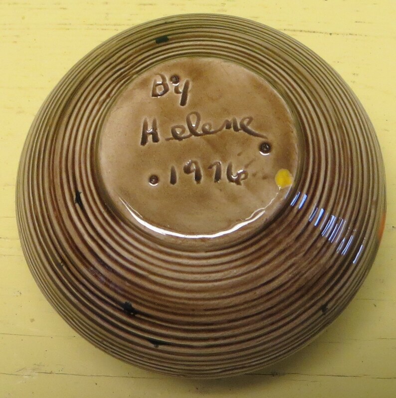 Original 1976 Art Pottery Brown Bowl Signed Helene Free - Etsy