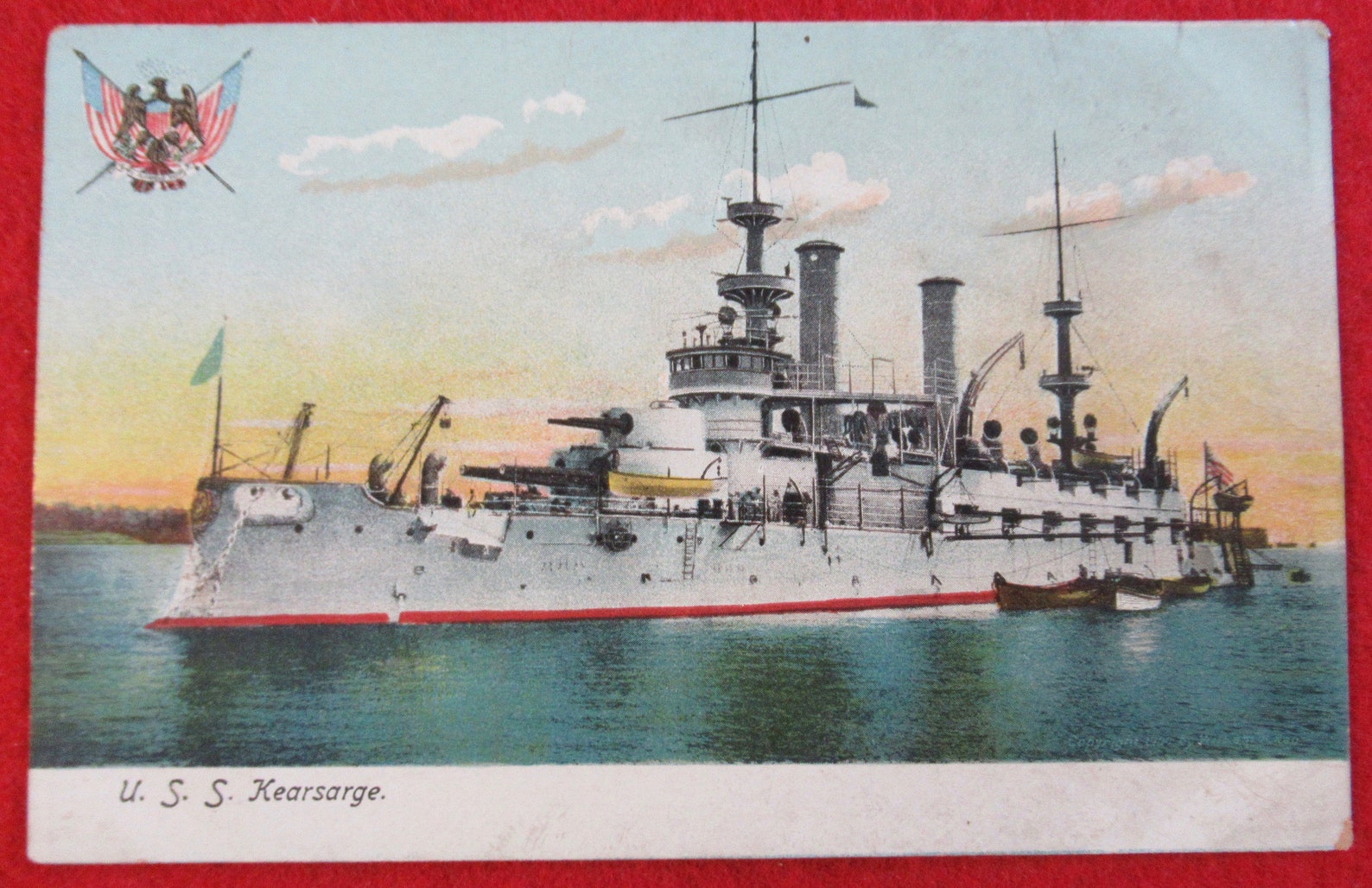 Original 1910's WW I US Warship USS Kearsarge Battleship Postcard - Etsy