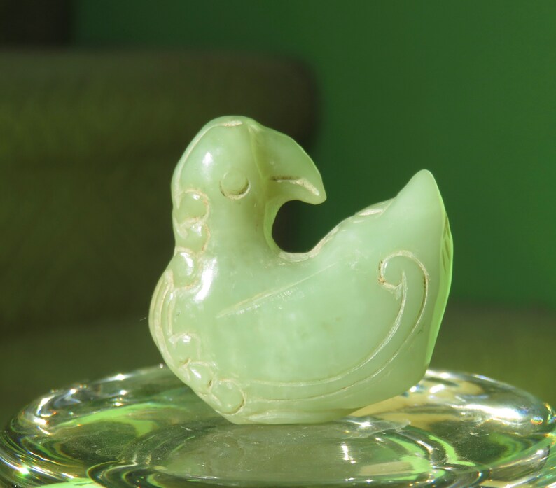 Hand Carved Green Jade Bird Duck Figurine Pendant - Etsy