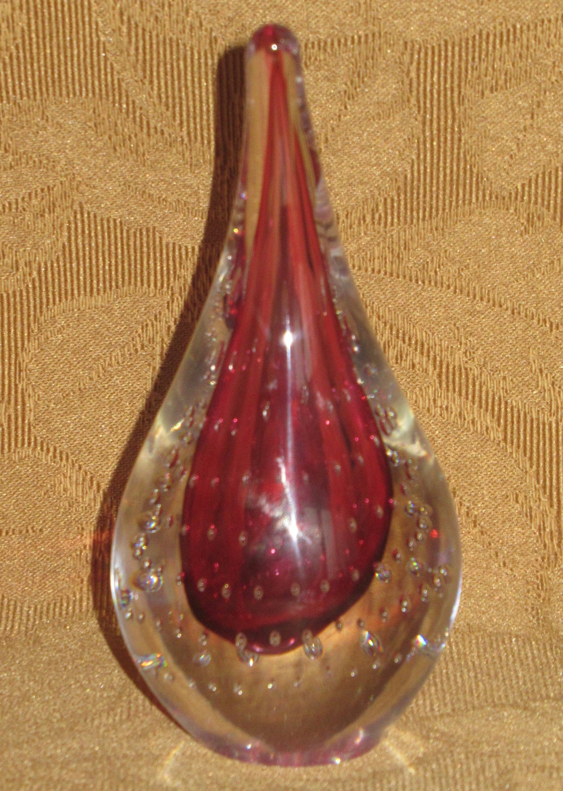 1980s Adam Jablonski Polish Art Glass Paperweight - Bubbled Flame ...