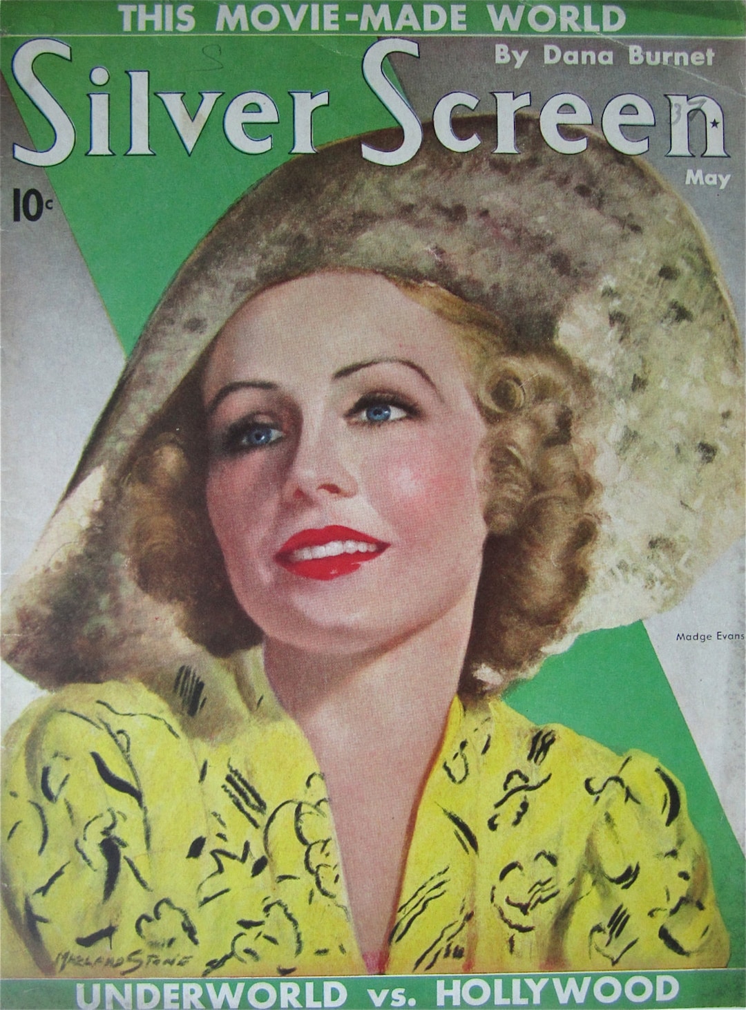 Original May 1937 Madge Evans Silver Screen Magazine Cover by Marland ...
