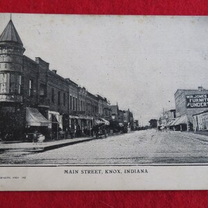 Original 1912 Main Street Knox Indiana Business District Photo Postcard ...