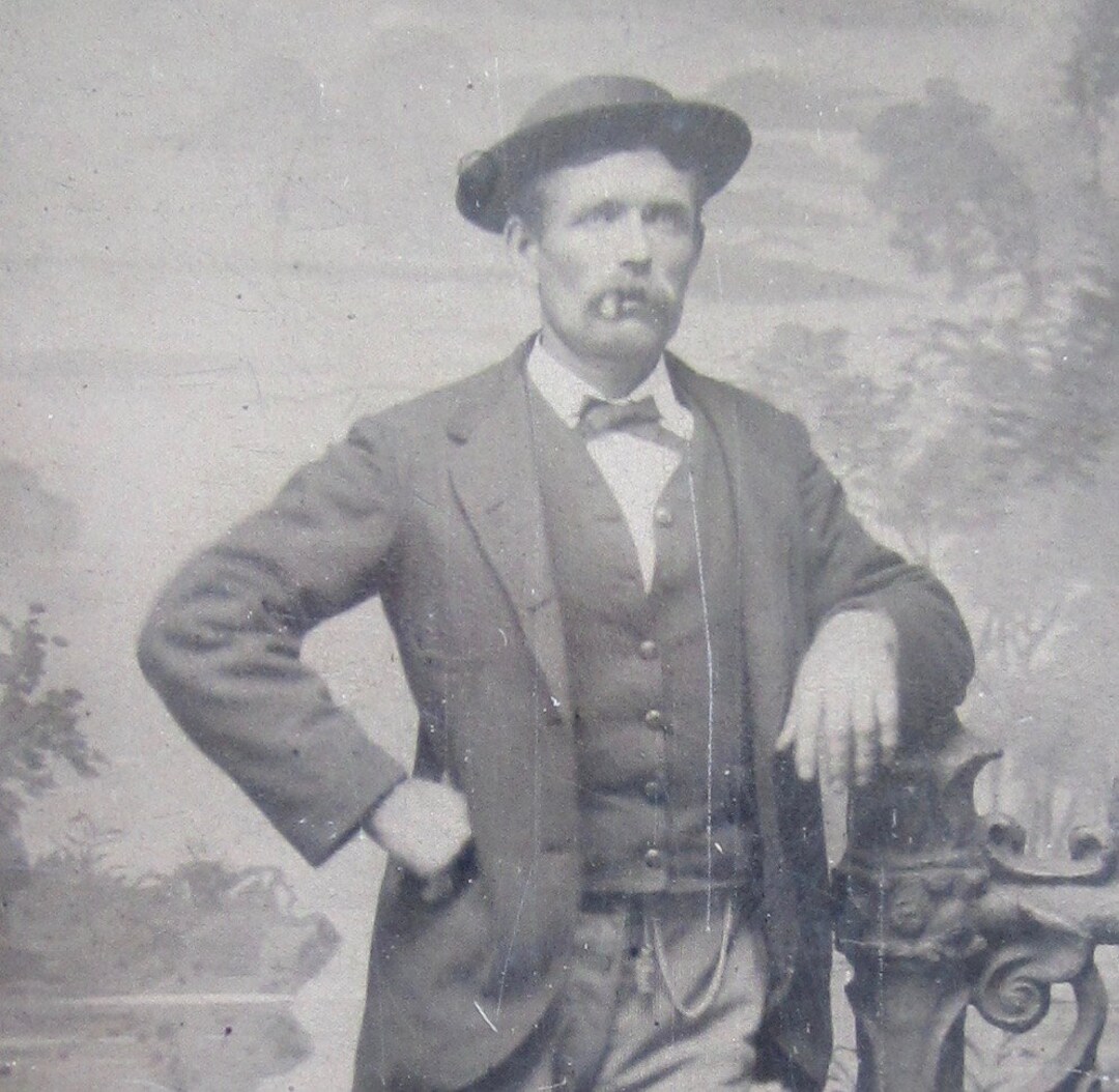 1880s Tintype Photograph: Man With Cigar, Antique Iron Plate Photo - Etsy