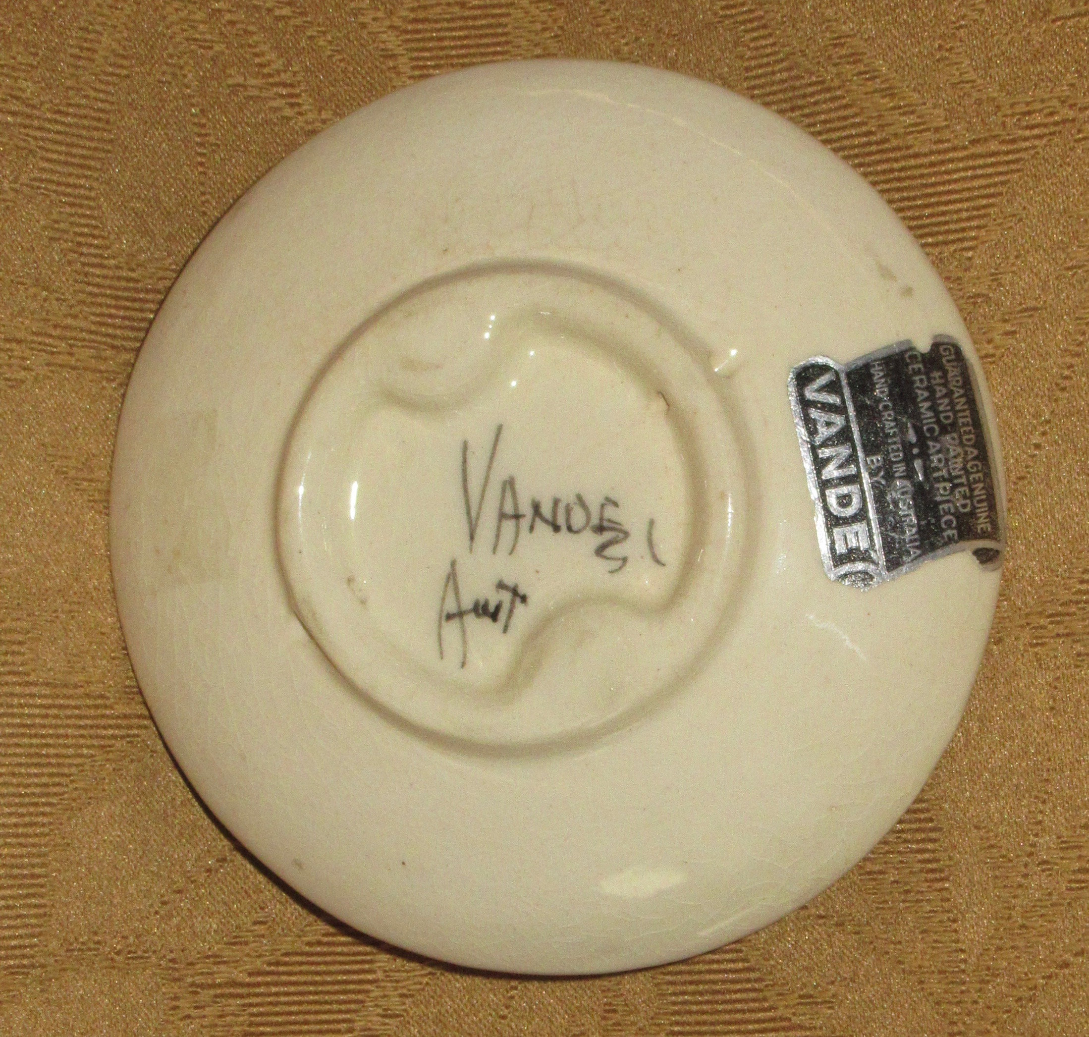 Signed Vande Australian Art Pottery Hand Painted Aboriginal Design Dish ...