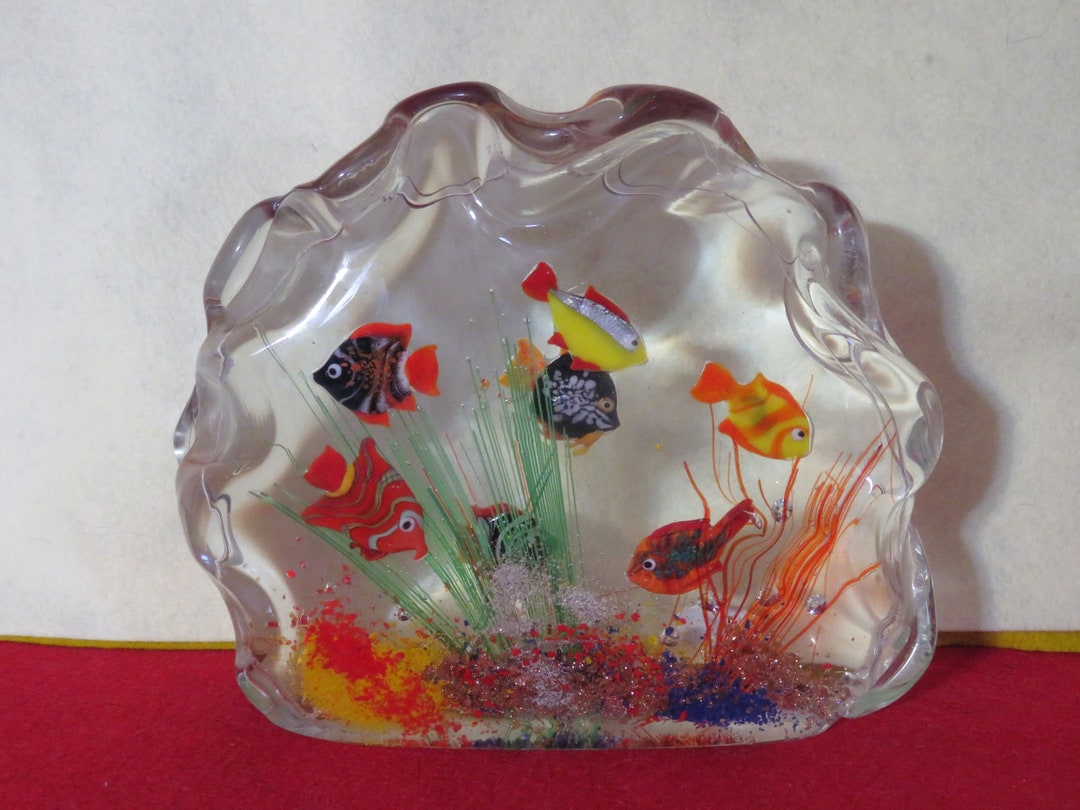 Vintage 1980's Murano Art Glass Fish Tank Aquarium Barbini Cenedese ...