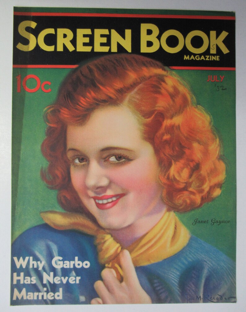 Original July 1932 Janet Gaynor Screen Book Magazine Cover - Etsy