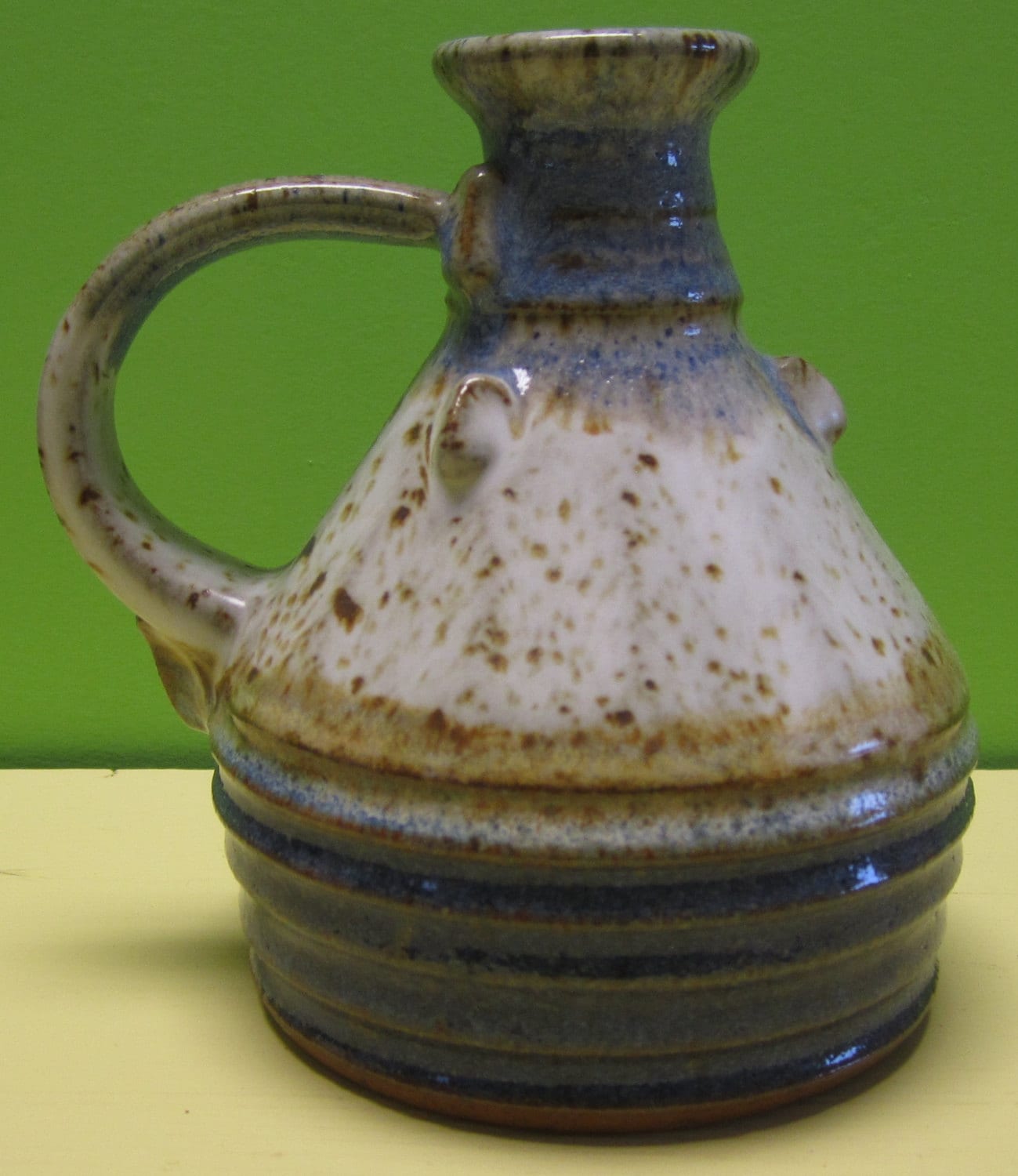 Mid Century Modern Studio Art Pottery Signed 4 3/4" Spatter Blue ...