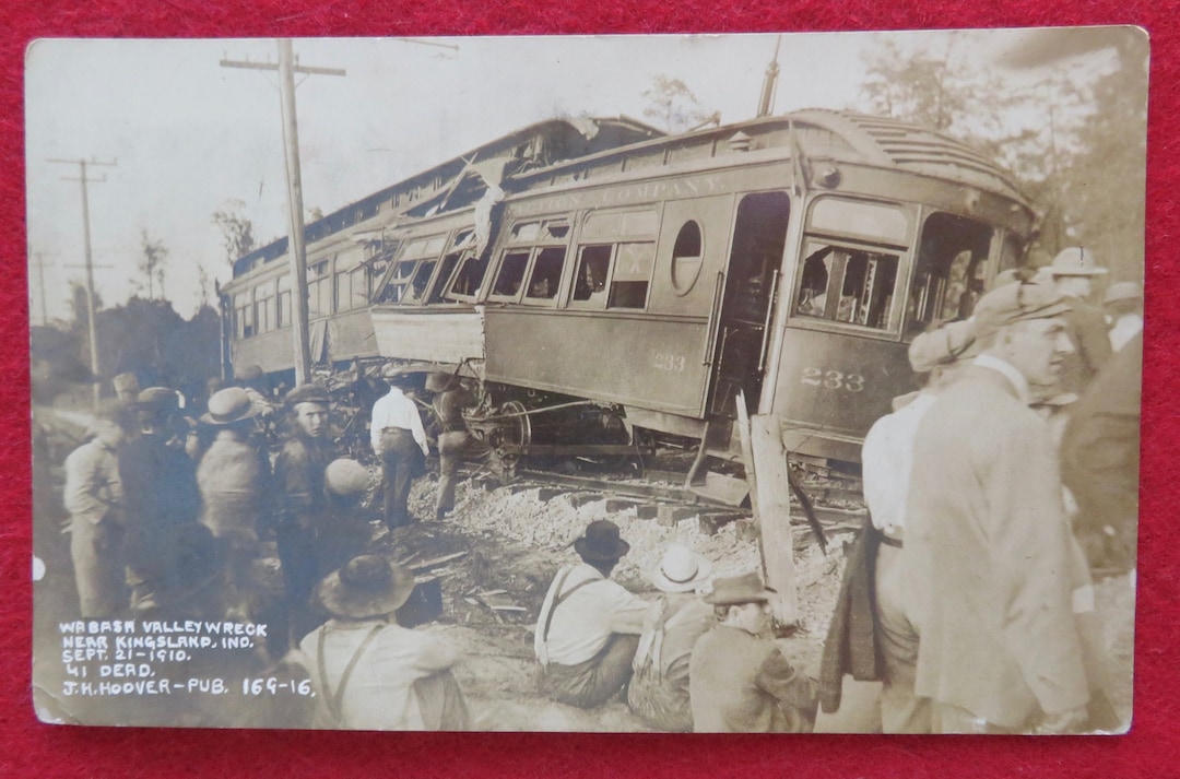 Original 1910 Wabash Valley Train Wreck Kingsland Indiana 41 Dead RPPC ...
