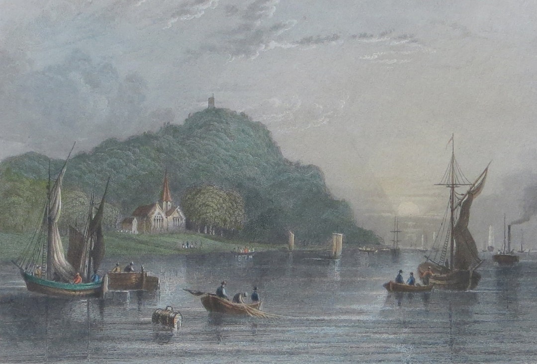 Original 1830's Erith at Kent Hand Colored Engraving by Tombleson & Co ...