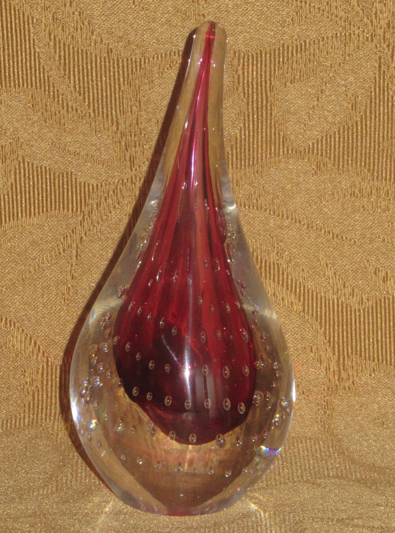 1980s Adam Jablonski Polish Art Glass Paperweight - Bubbled Flame ...
