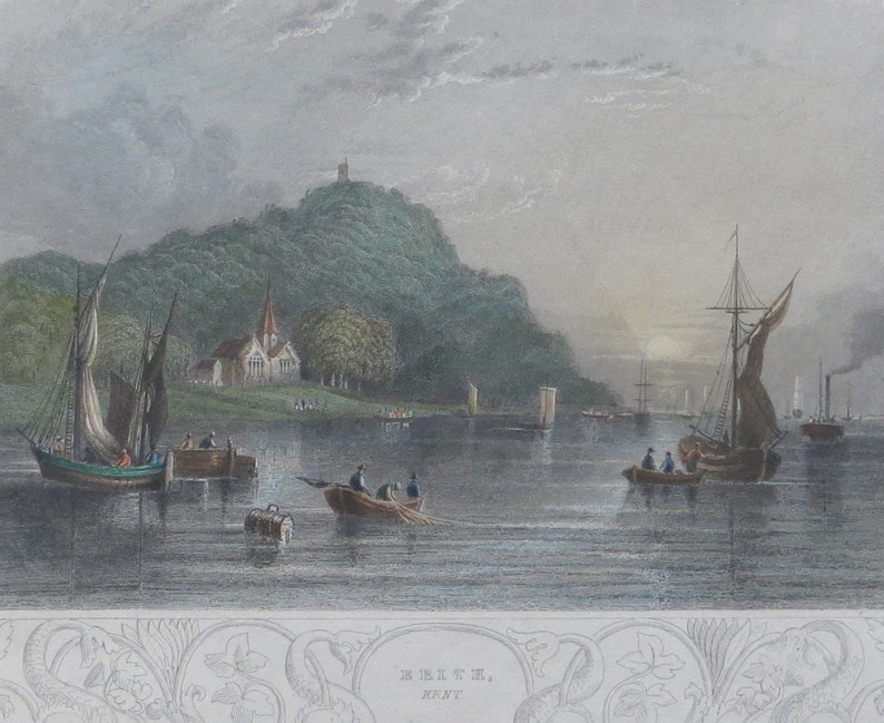 Original 1830's Erith at Kent Hand Colored Engraving by | Etsy