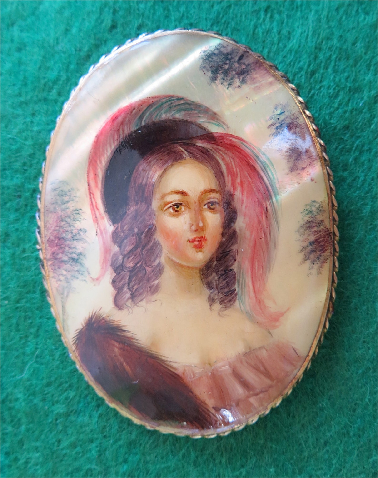Russian Hand Painted Portrait Miniature Fedoskino Brooch Pin - Etsy