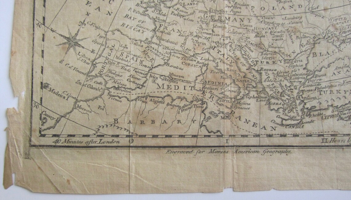 Original 1790's Europe Map by J Allen for Morse's | Etsy