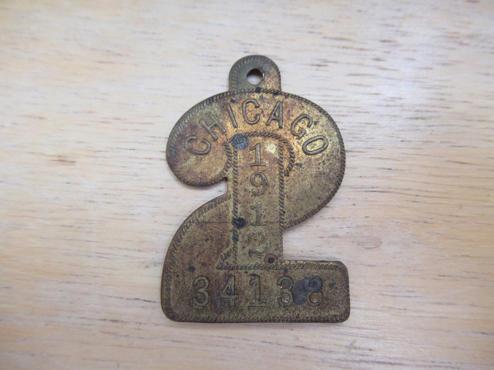 Rare Original 1912 Chicago Dog Tax Tag License Permit - Number 12 ...